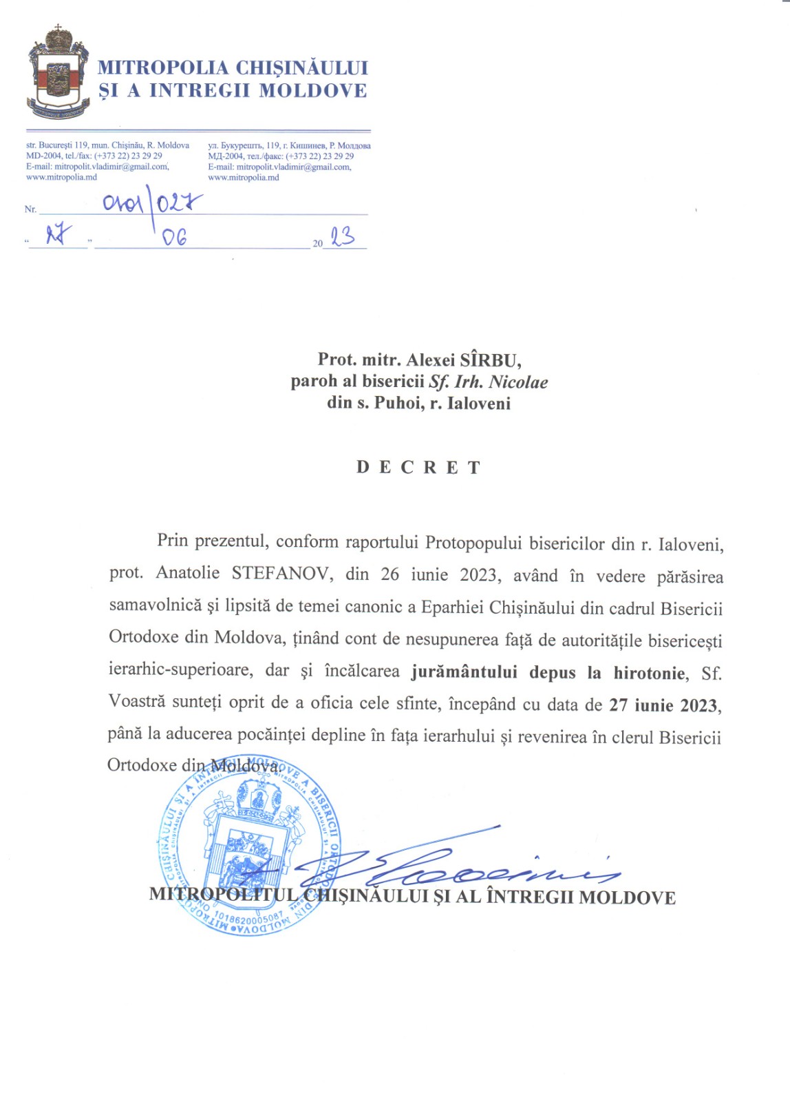 Prot. mitr. Alexei Sîrbu, parohul bisericii Sf. Irh. Nicolae din s ...